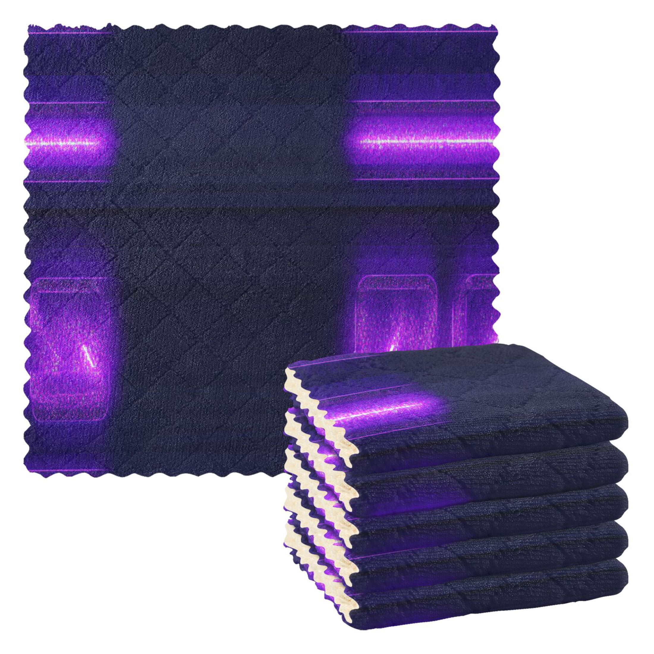 Purple Neon Design 6 Pack Kitchen Cleaning Cloths 11'' x 11'', Super ...