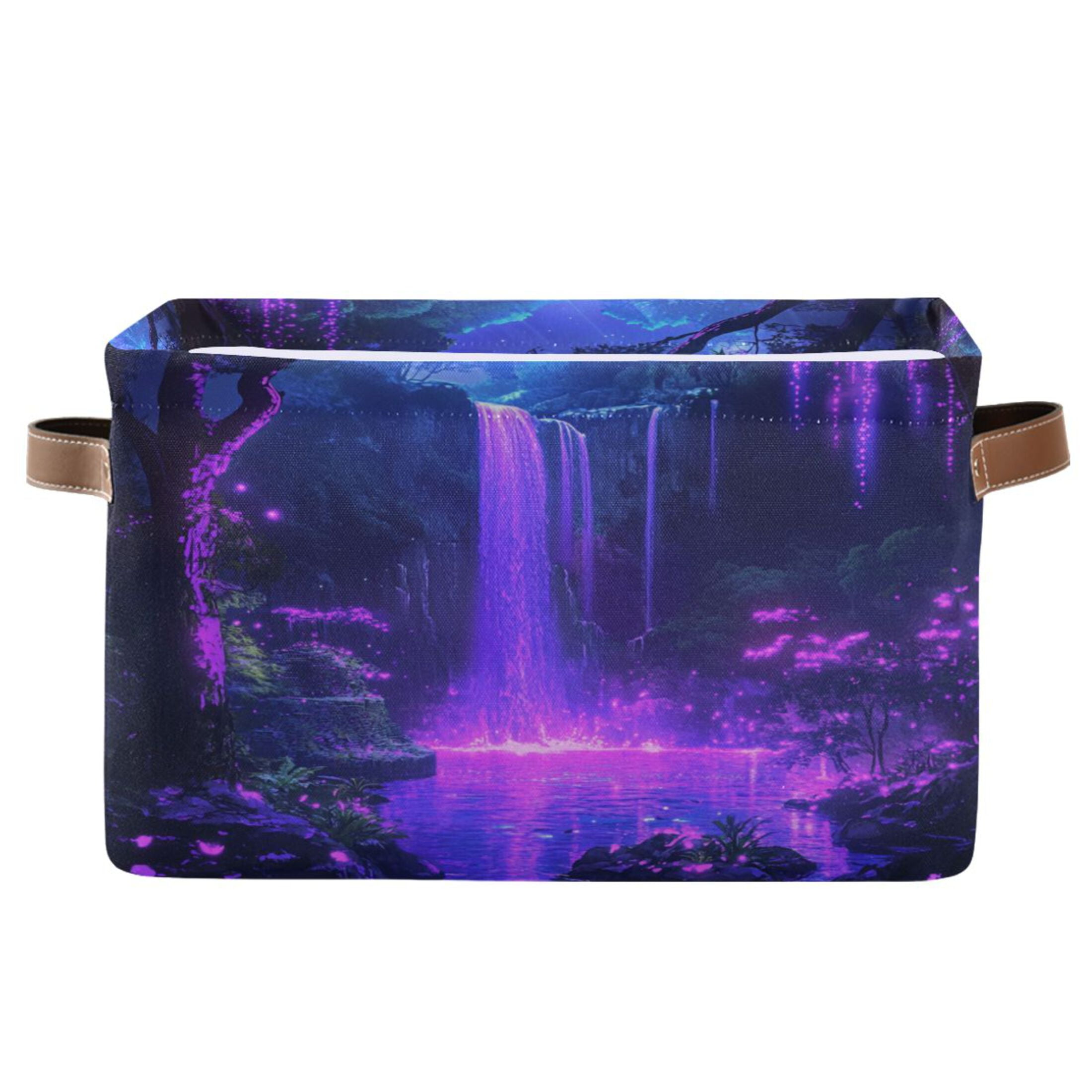 Purple Neon Waterfall Foldable Storage Basket,Canvas Fabric Foldable ...