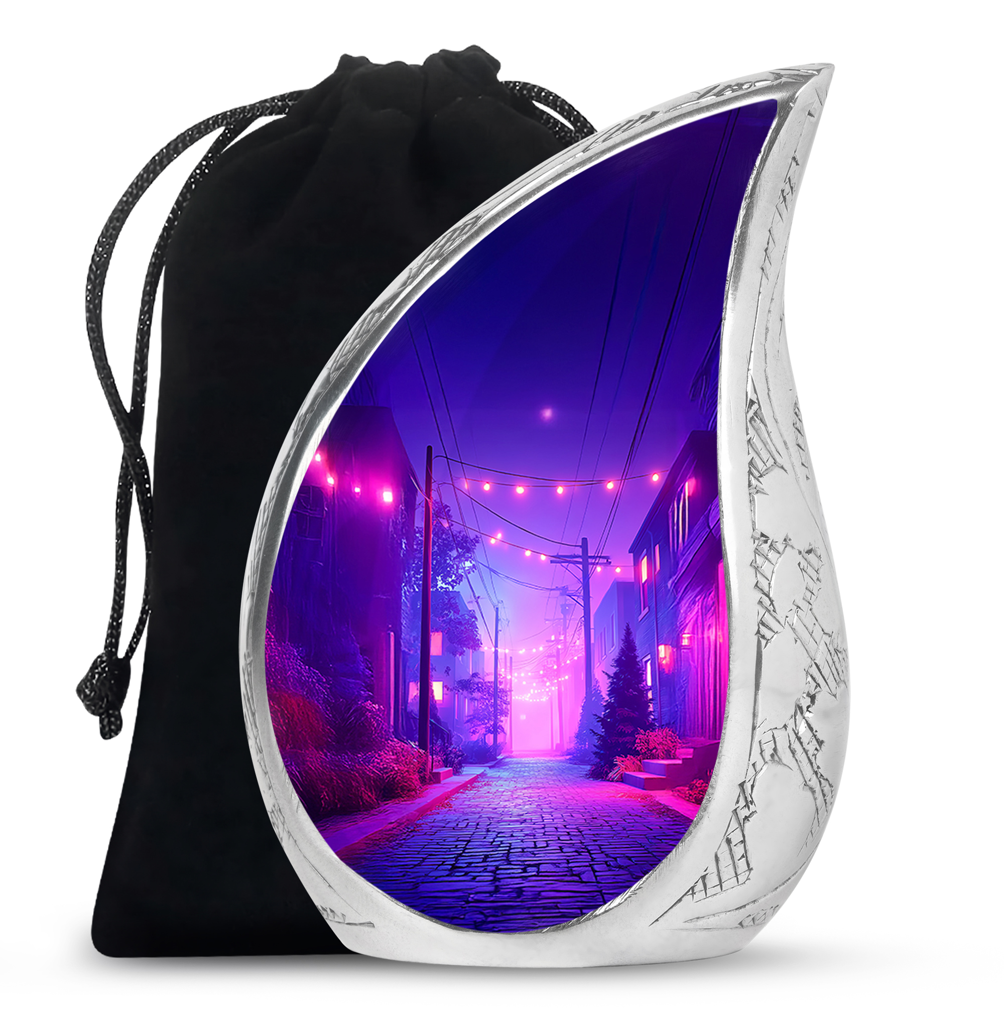Purple Night City Burial Large Urn For Ashes Adult Mother - Cremation ...
