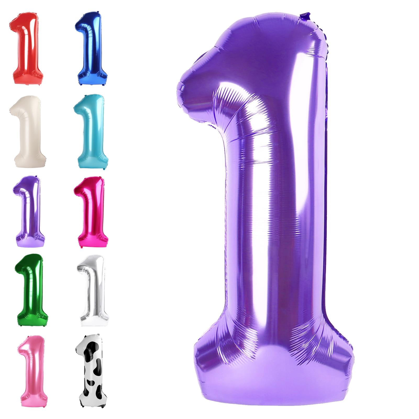 Purple Number 1 Balloon 40 inch, AFN1Number 1 Birthday Balloon for Boy ...
