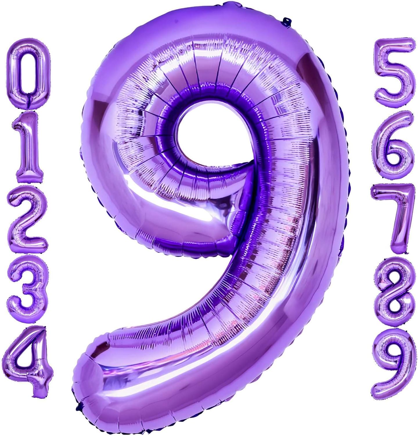 Purple Number 9 Balloons, 40 Inch Giant Number Balloons Foil Mylar ...