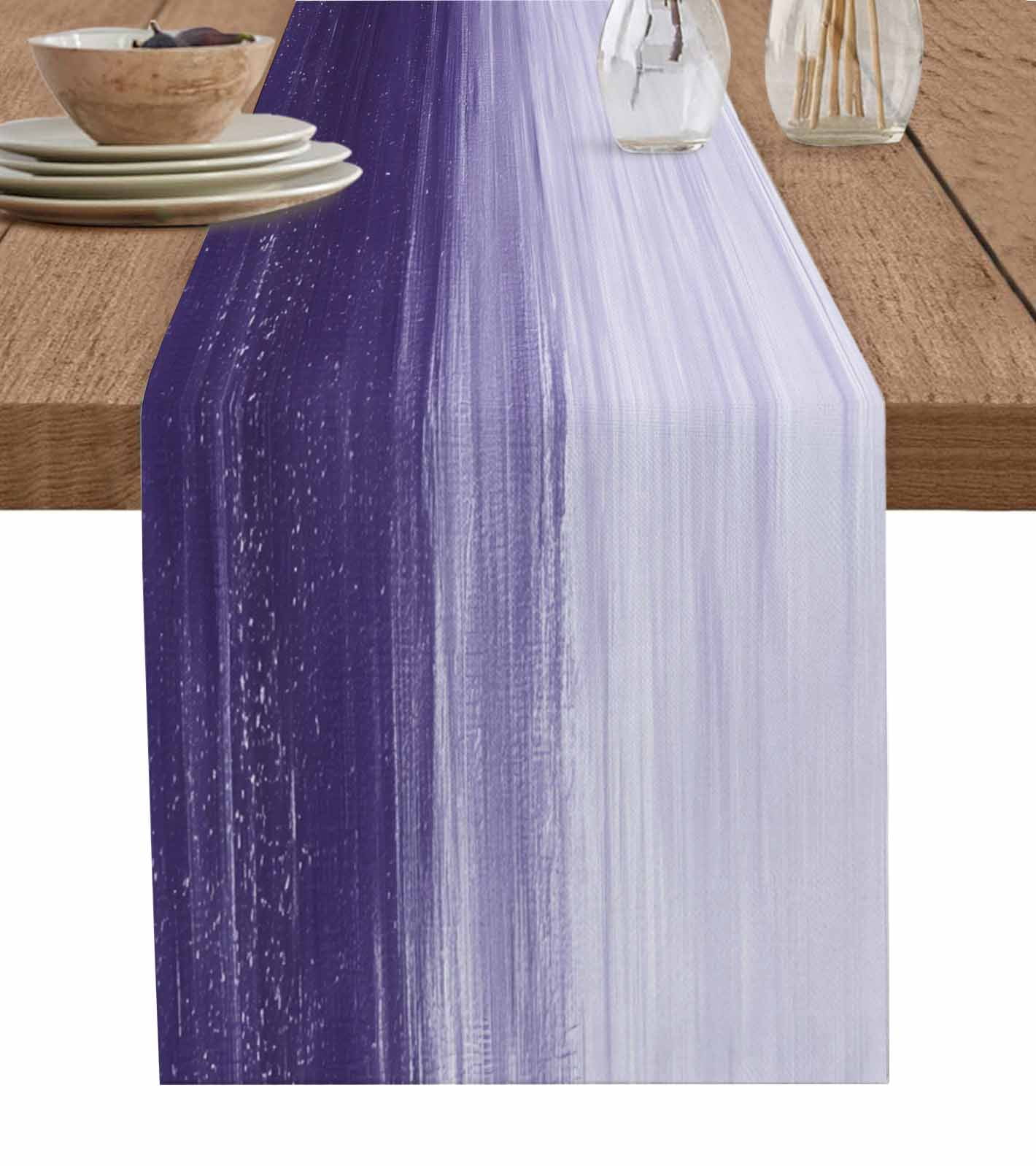 Purple Ocean Short Table Runners 48 Inches, Cotton Linen Fabric Table ...