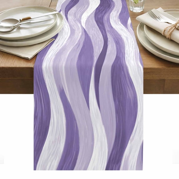 Purple Ocean Waves Cotton Linen Table Runner Abstract Modern Ombre ...