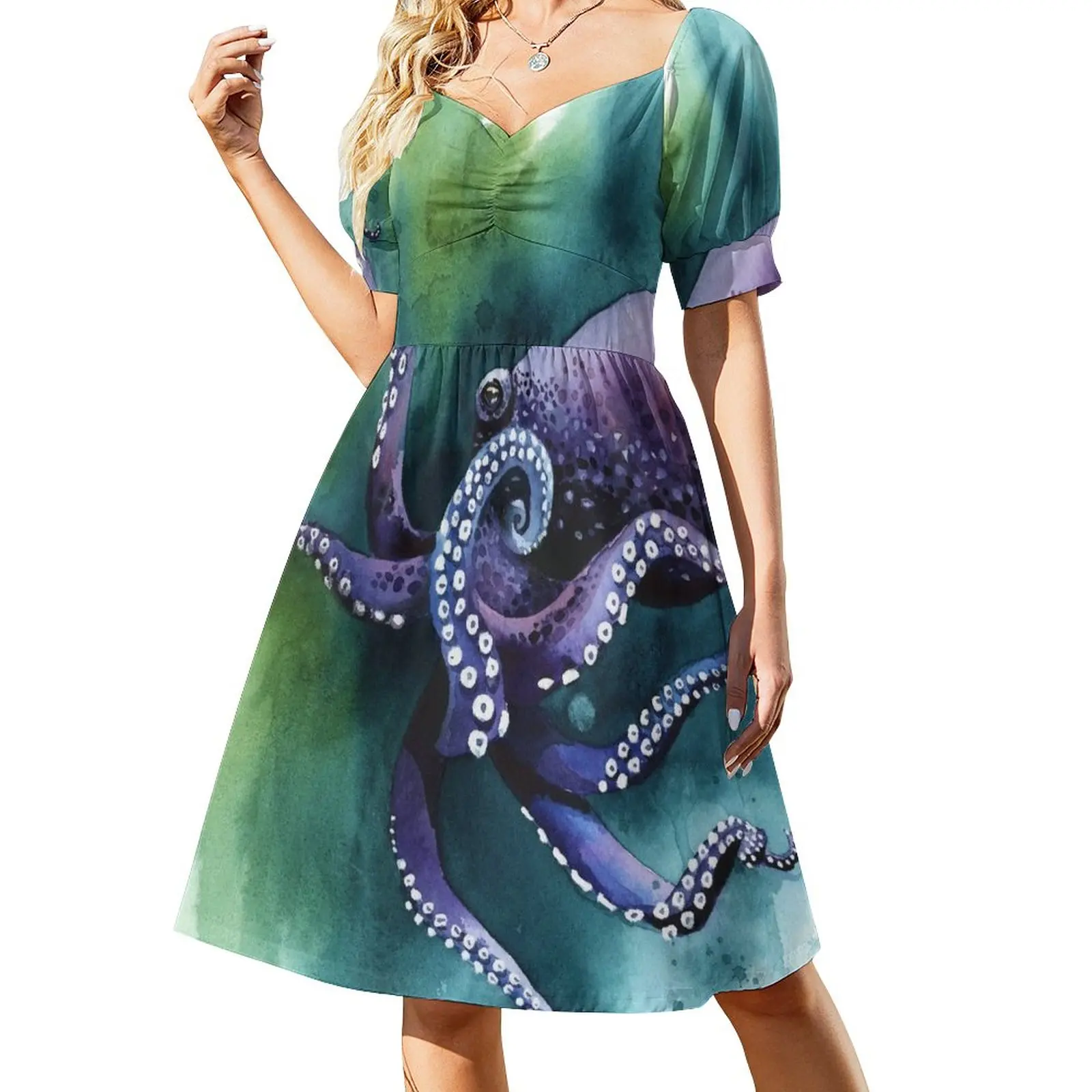Purple Octopus Floats Peacefully Sleeveless Dress prom dresses 2024 ...