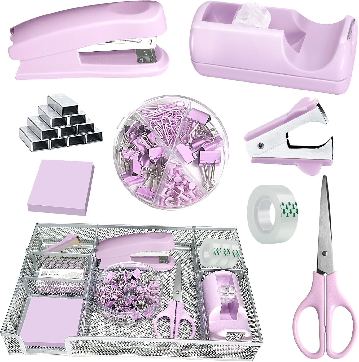 Purple Office Desk Accessories, Purple Office Supplies Set, Stapler and ...