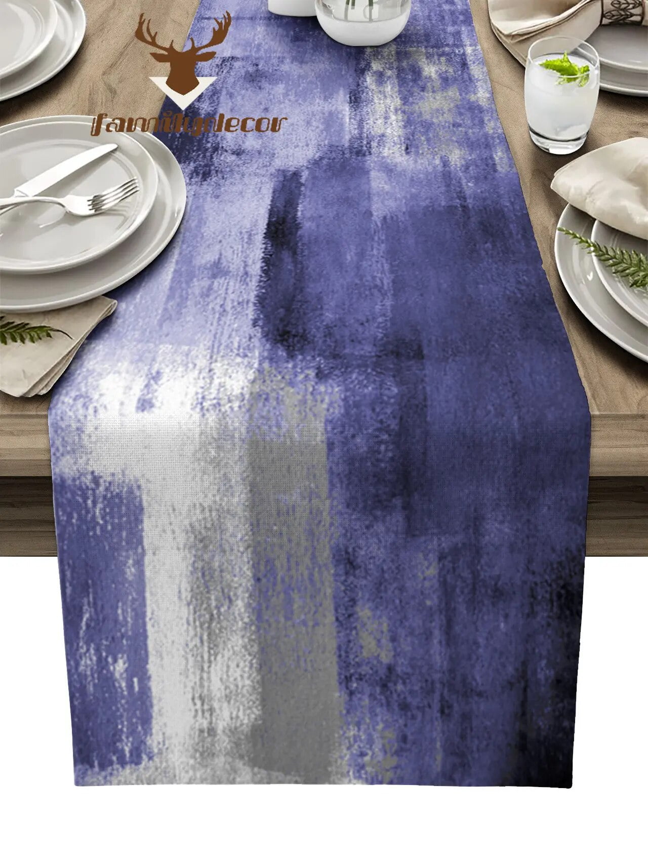 Purple Oil Painting Texture Table Runner Home Wedding Table Flag Mat ...