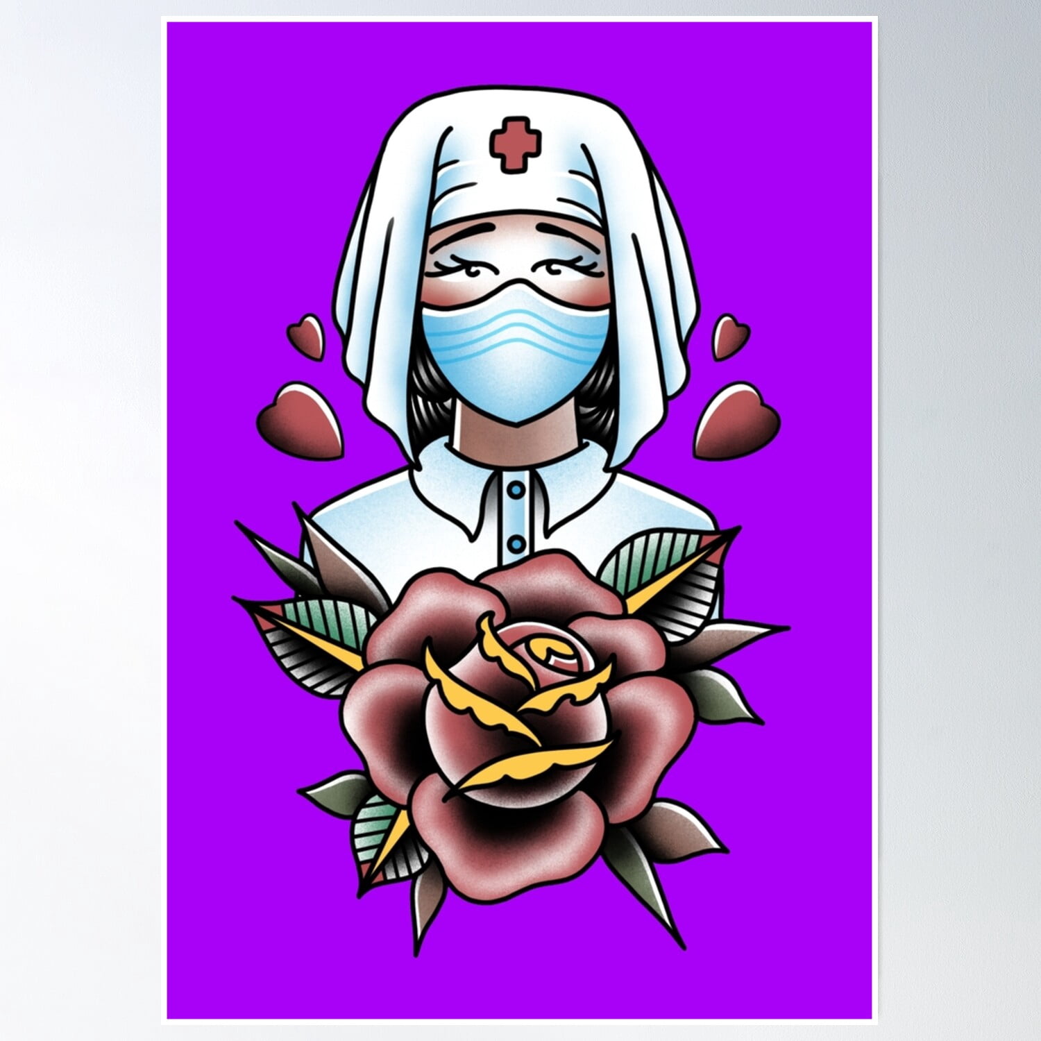 Purple Old School Nurse Traditional Tattoo Design Thankyou Nhs Poster ...