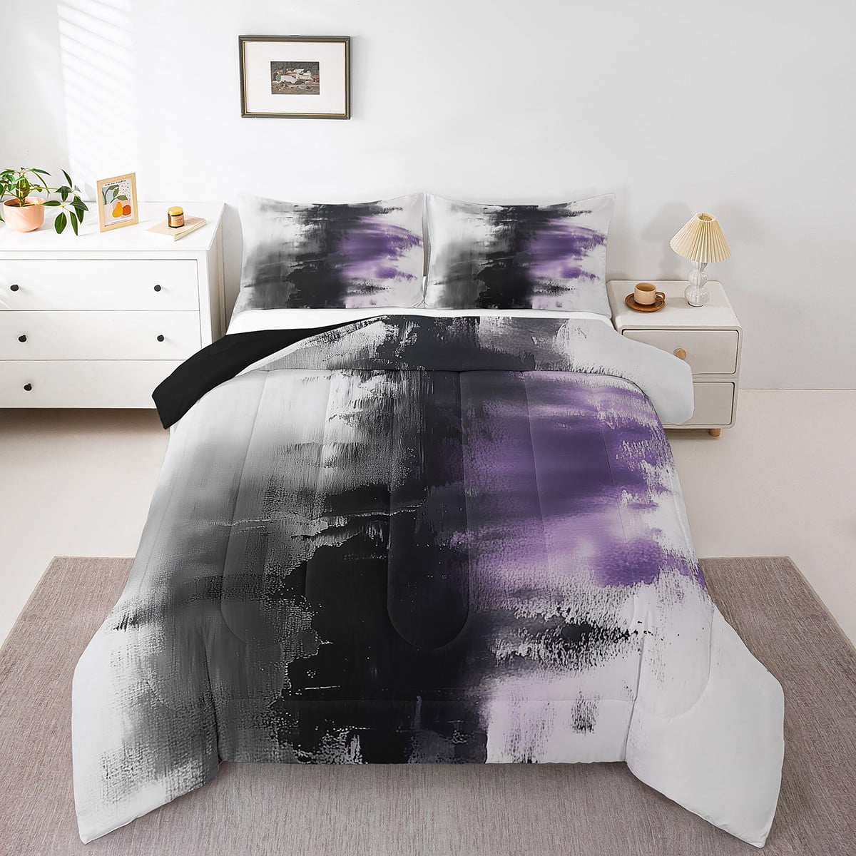 Purple Ombre Bedding Sets Full Size Purple Black Gradient Comforter Set ...