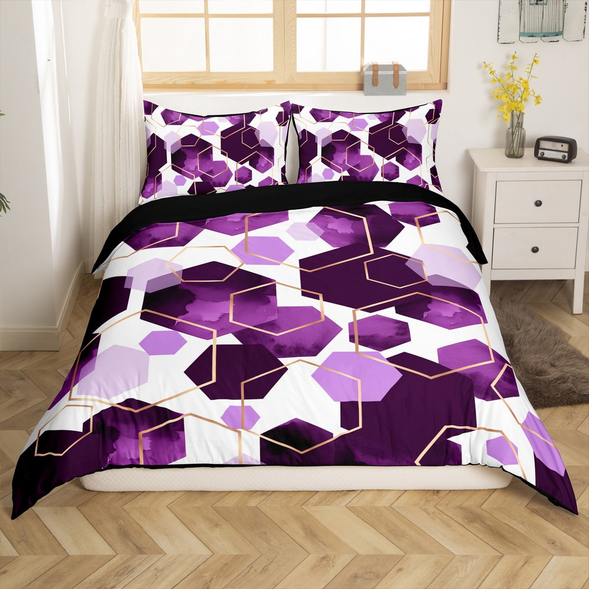 Purple Ombre Bedding Sets Queen Size Purple Tie-Dye Decor Duvet Cover ...