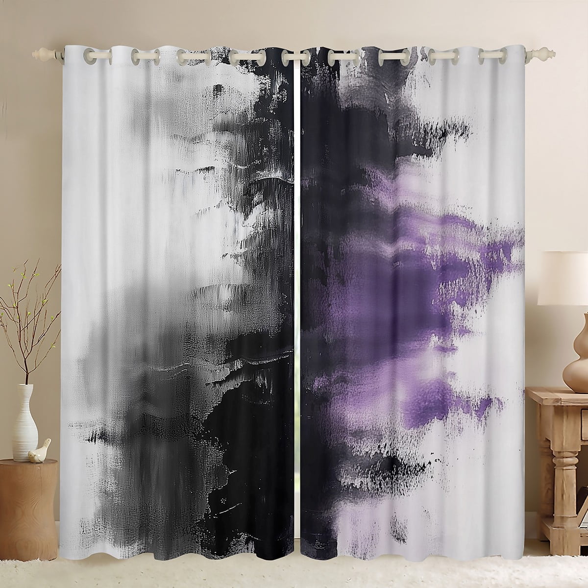 Purple Ombre 30%-50% Blackout Curtains Purple Black Gradient Curtains ...