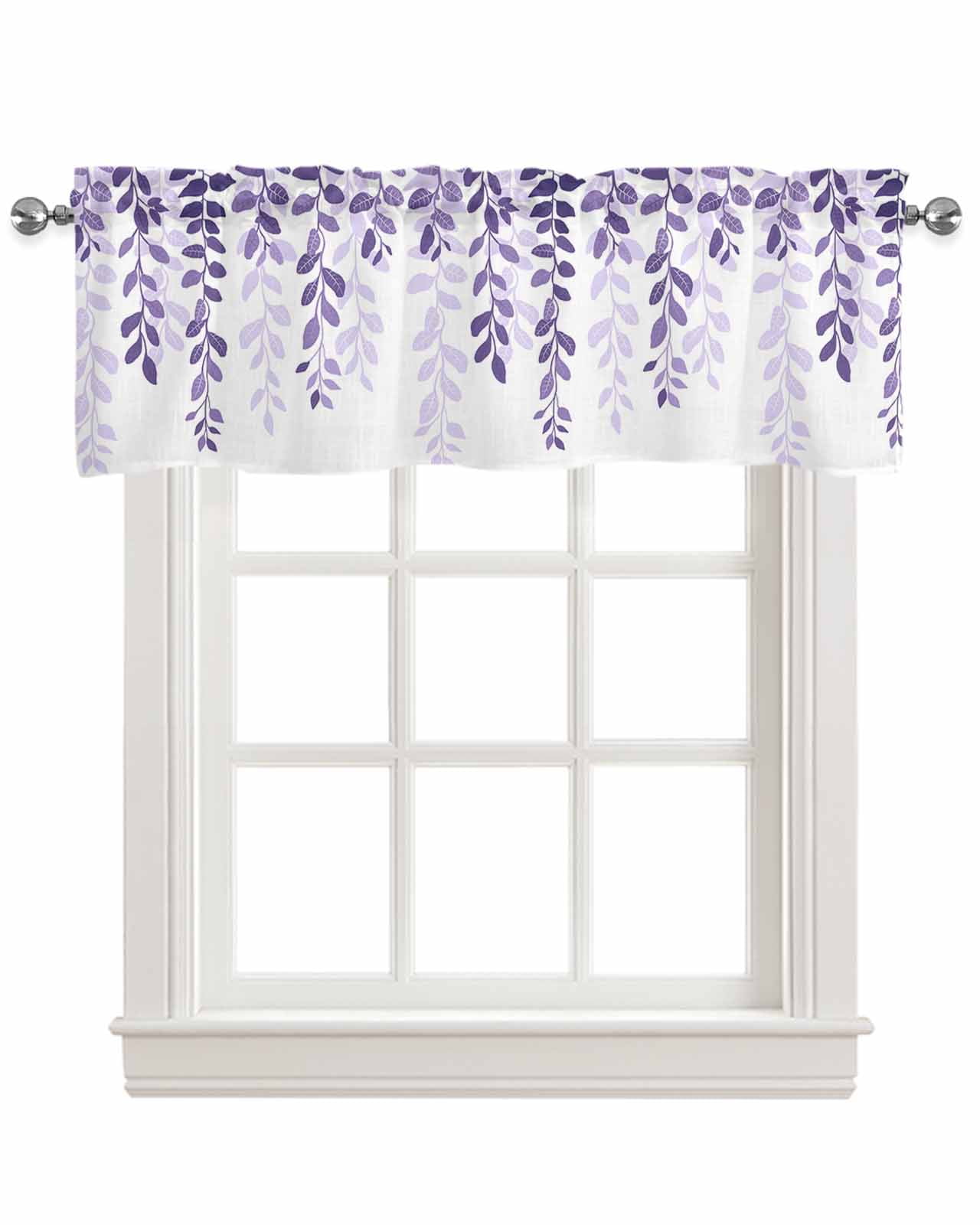 Purple Ombre Botanical Linen Curtain Valance for Bedroom/Bathroom ...