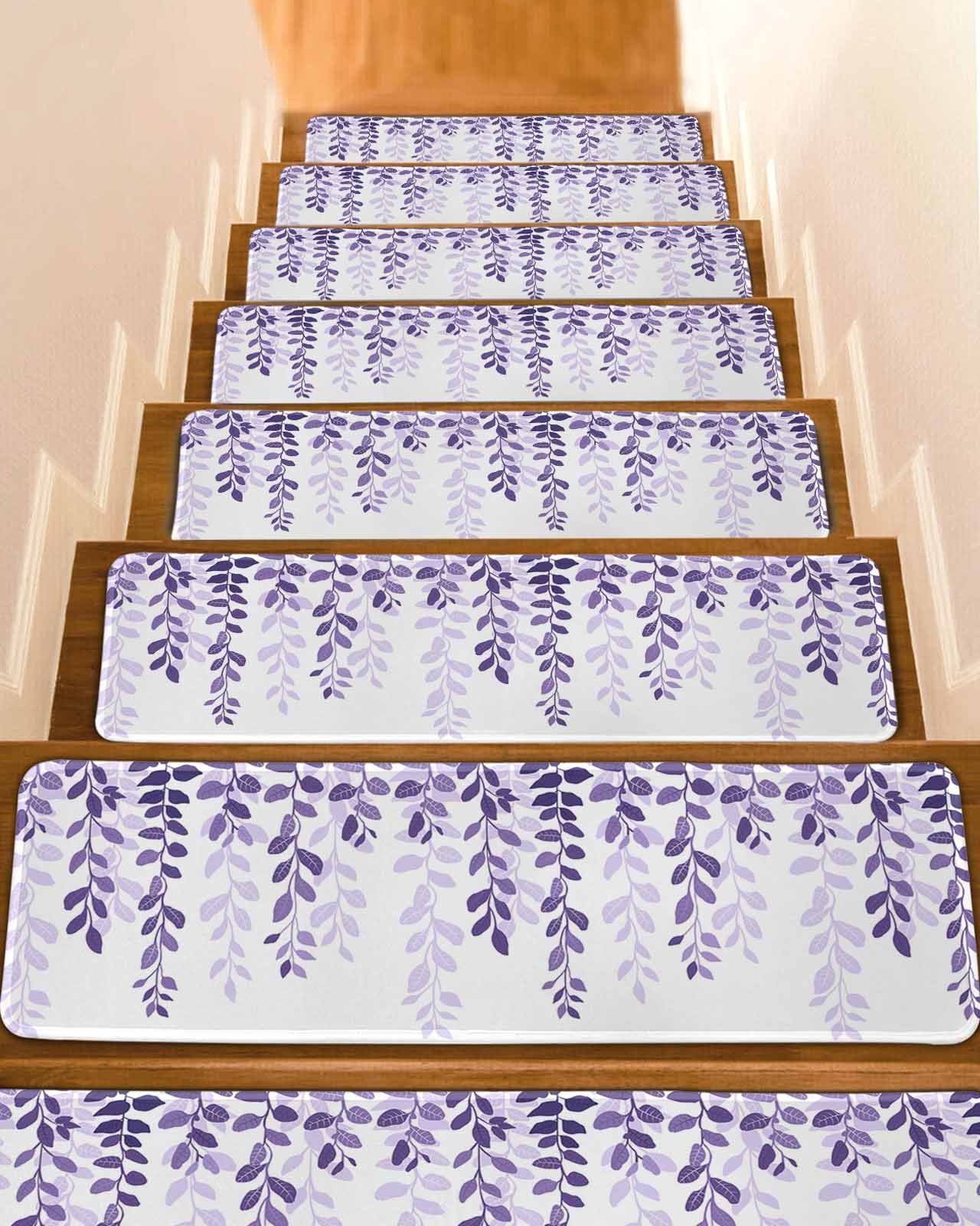Purple Ombre Botanical Stair Treads for Wooden Steps Indoor Runner Rug ...
