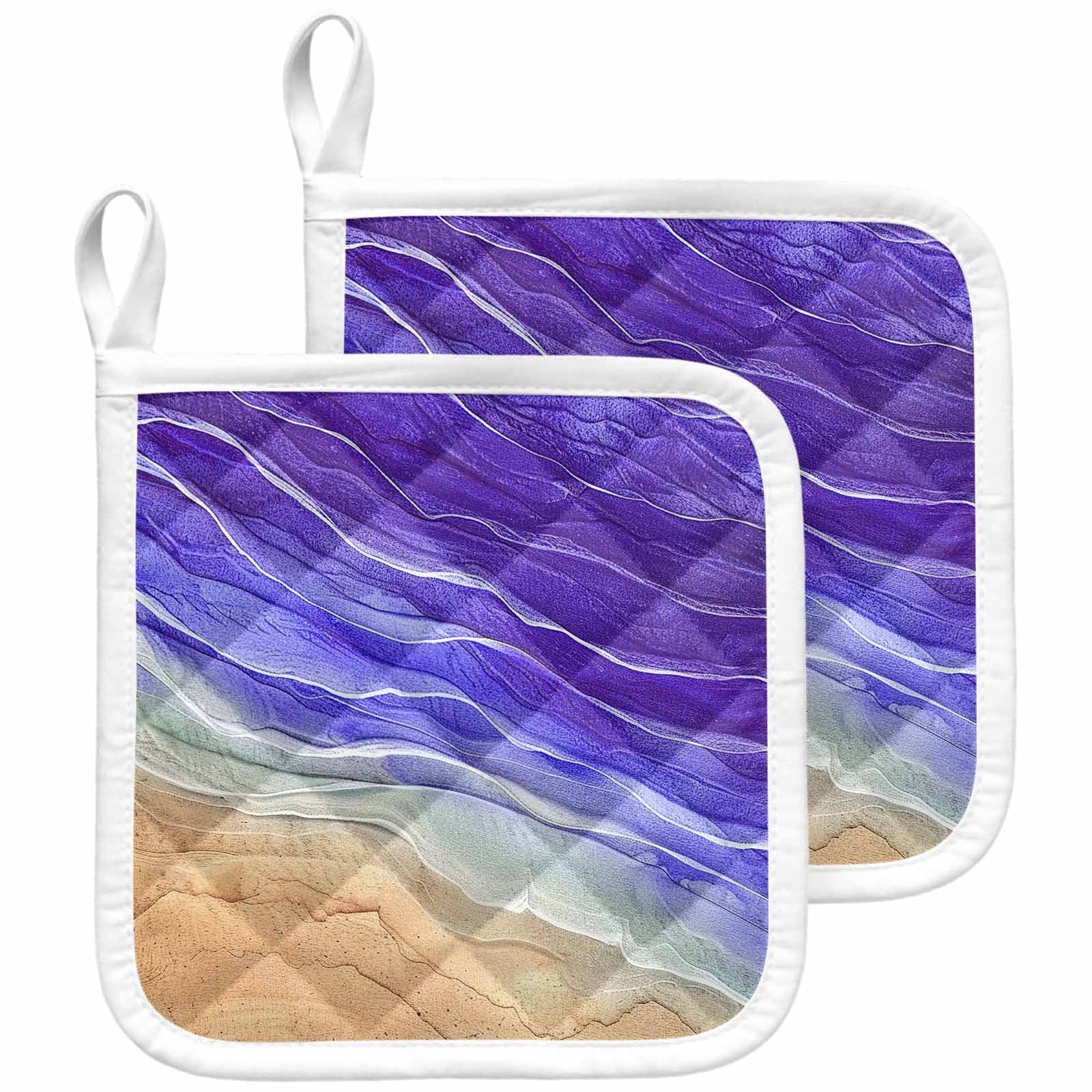 Purple Ombre Coastal Pot Holders for Kitchen Heatproof Potholder, 2 ...