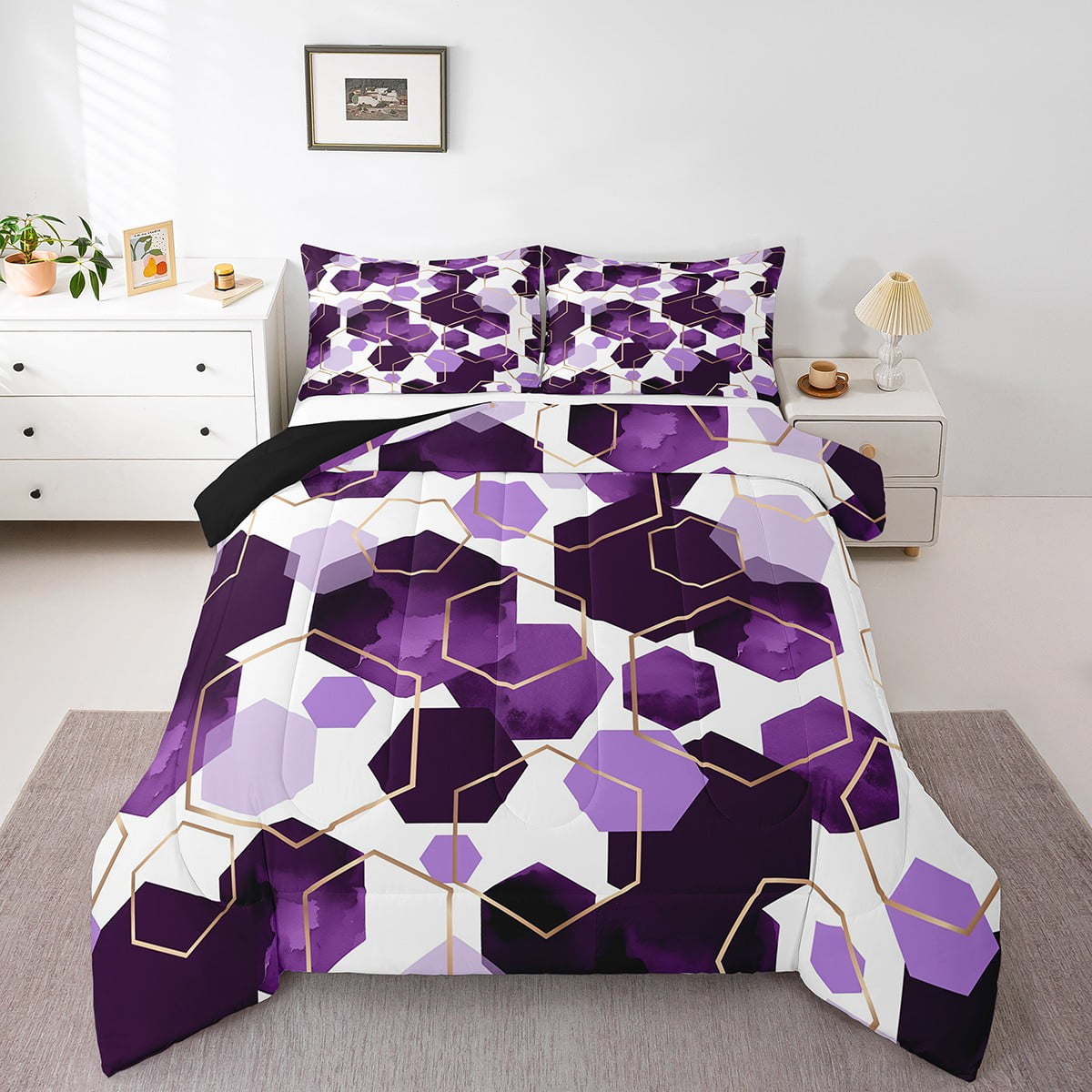 Purple Ombre Comforter Set Full Size Purple Tie-Dye Decor Bedding Sets ...