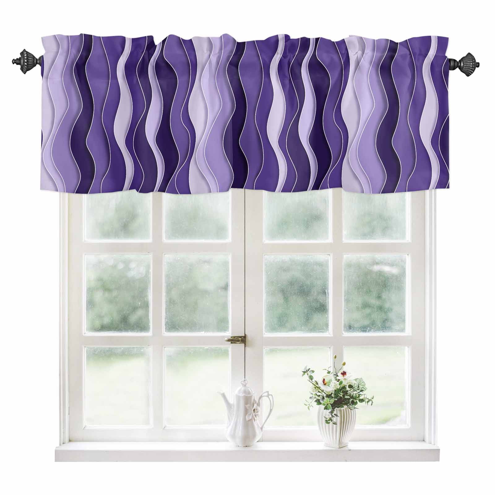 Purple Ombre Kitchen Valances for Windows 42x12 Inch Kitchen Curtains ...