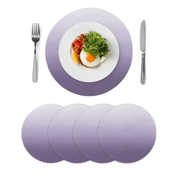 Purple Ombre Round 13 Inch Placemats Set of 4, White Gradient Modern ...