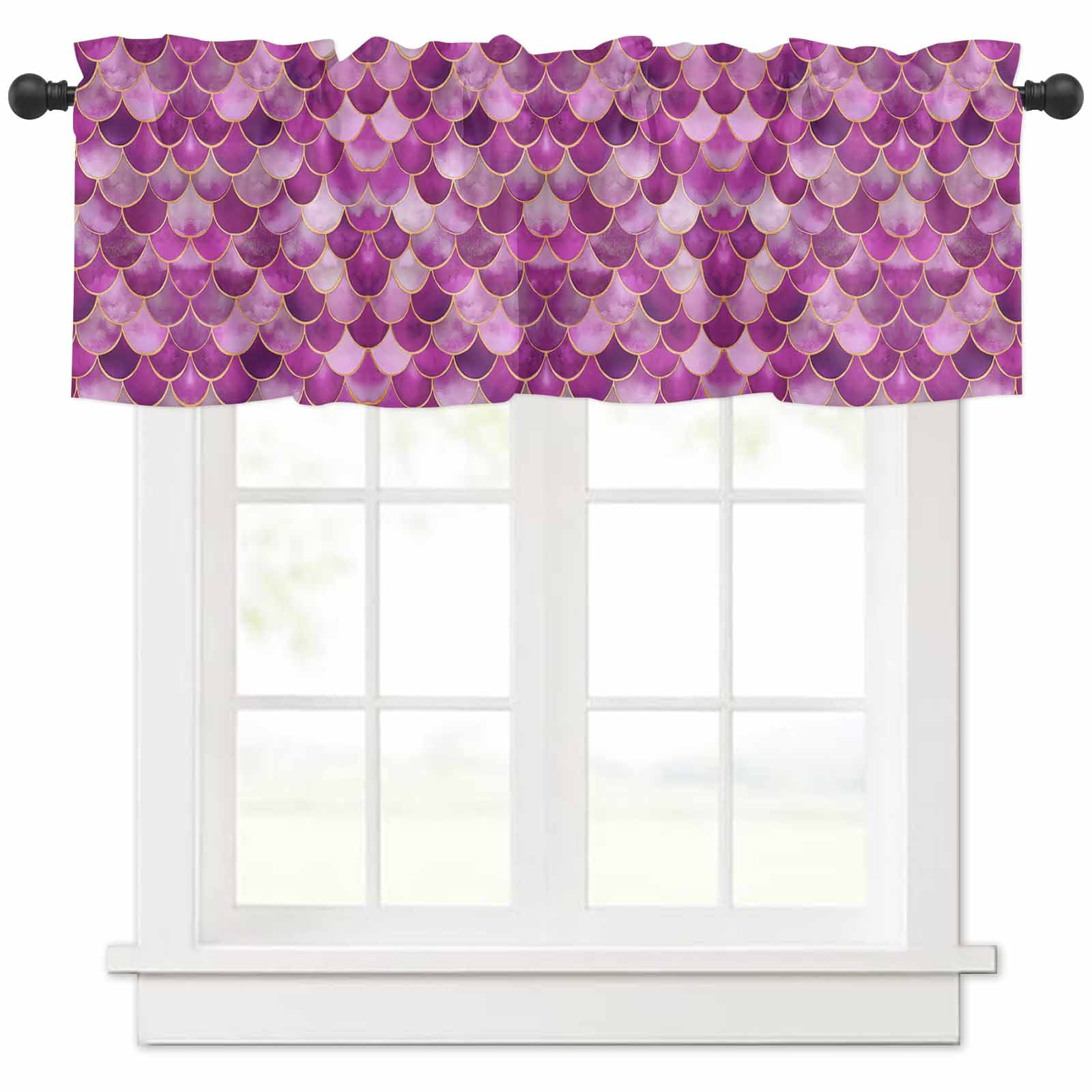 Purple Ombre Scale Valances for Windows Farmhouse Kitchen Curtains ...