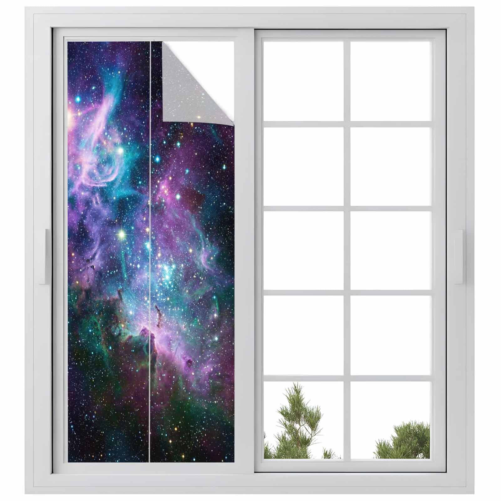 Purple Ombre Starry Night Window Privacy Film, Modern Abstract Art ...