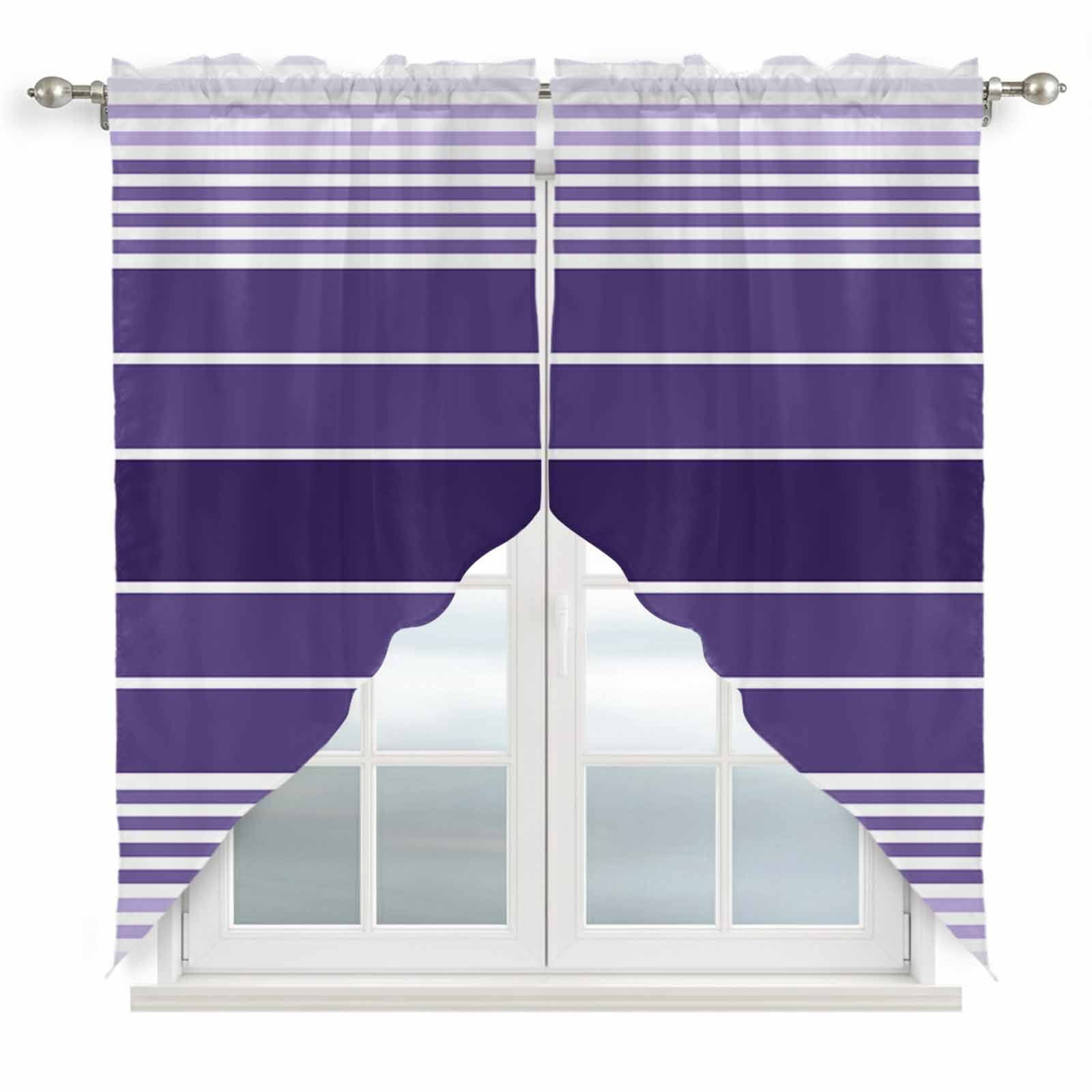 Purple Ombre Stripe Swag Curtains Farmhouse Striped Gradient Swag ...