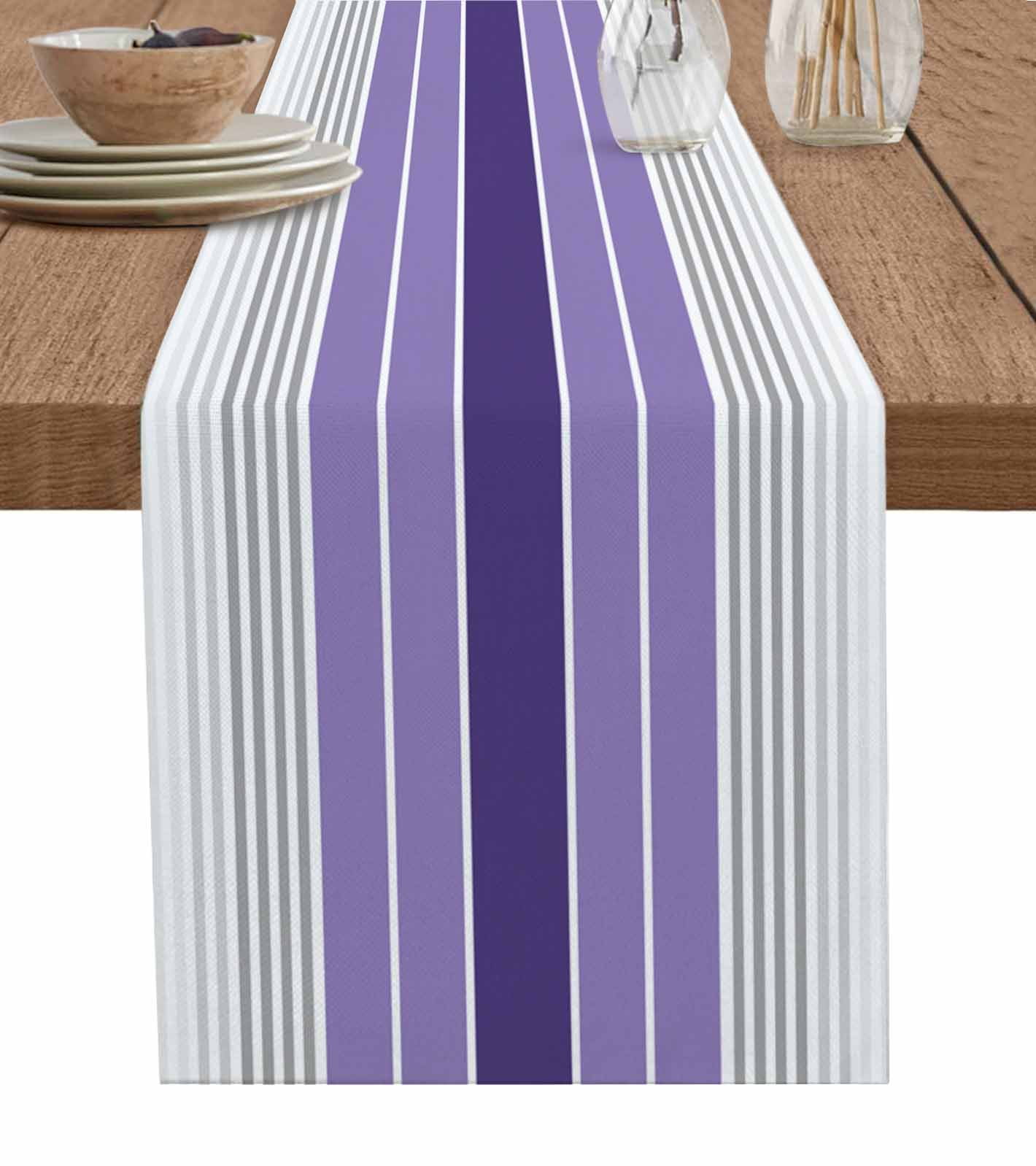 Purple Ombre Stripes Table Runner 72 Inches, Minimalist Gradient Lines ...