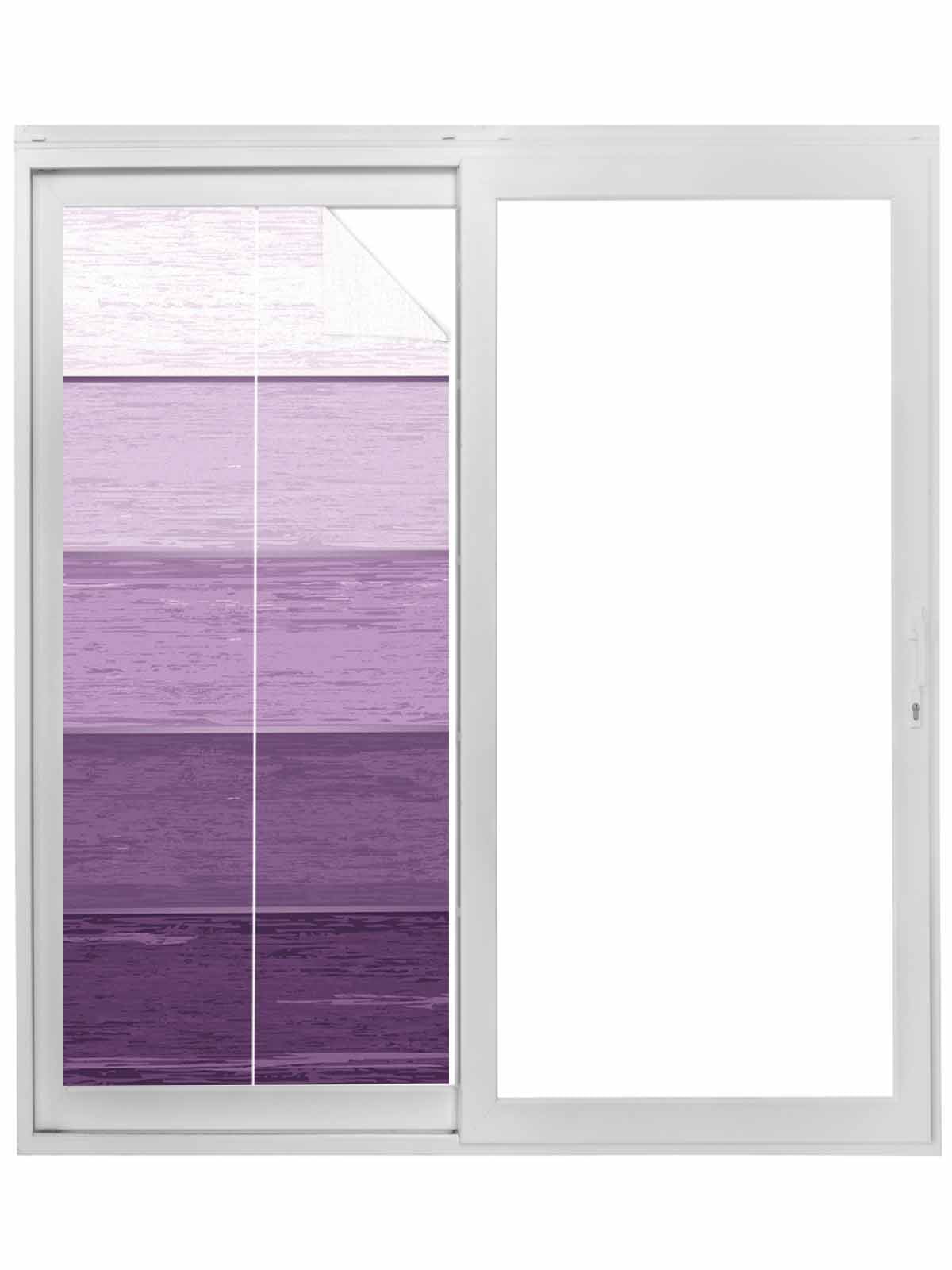 Purple Ombre Window Privacy Film, Farmhouse Vintage Wooden Striped ...