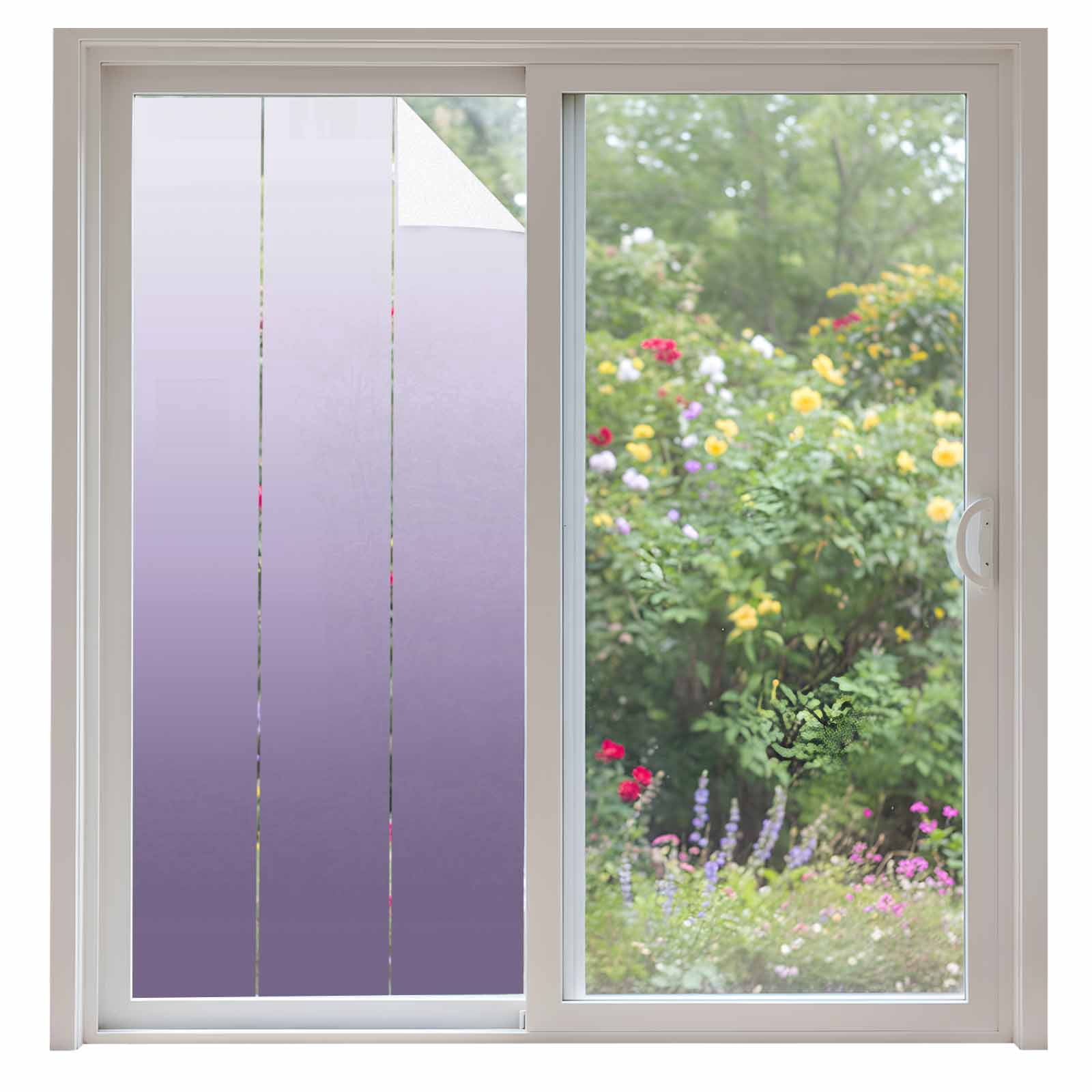 Purple Ombre Window Privacy Film, White Gradient Modern Abstract Art ...