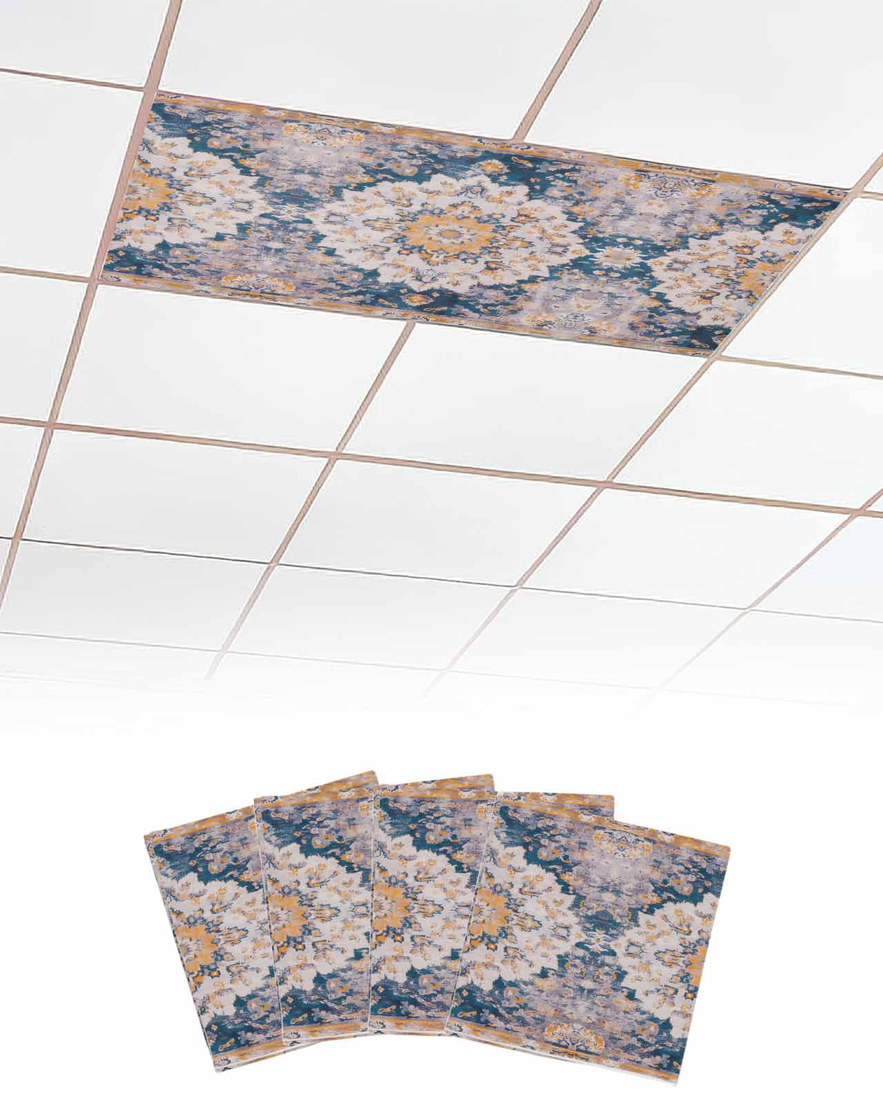 Purple Orange Ethnic Fluorescent Light Covers for Ceiling Lights 4x2 ...