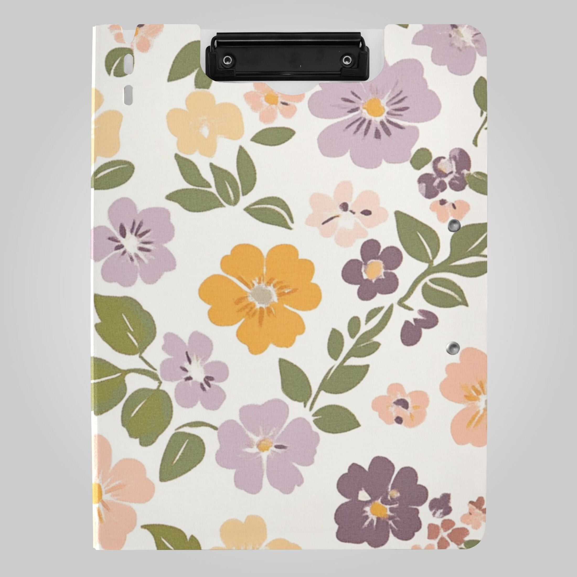 Purple Orange Flowers Leaves Pastel Color Foldable Binder Folder ...