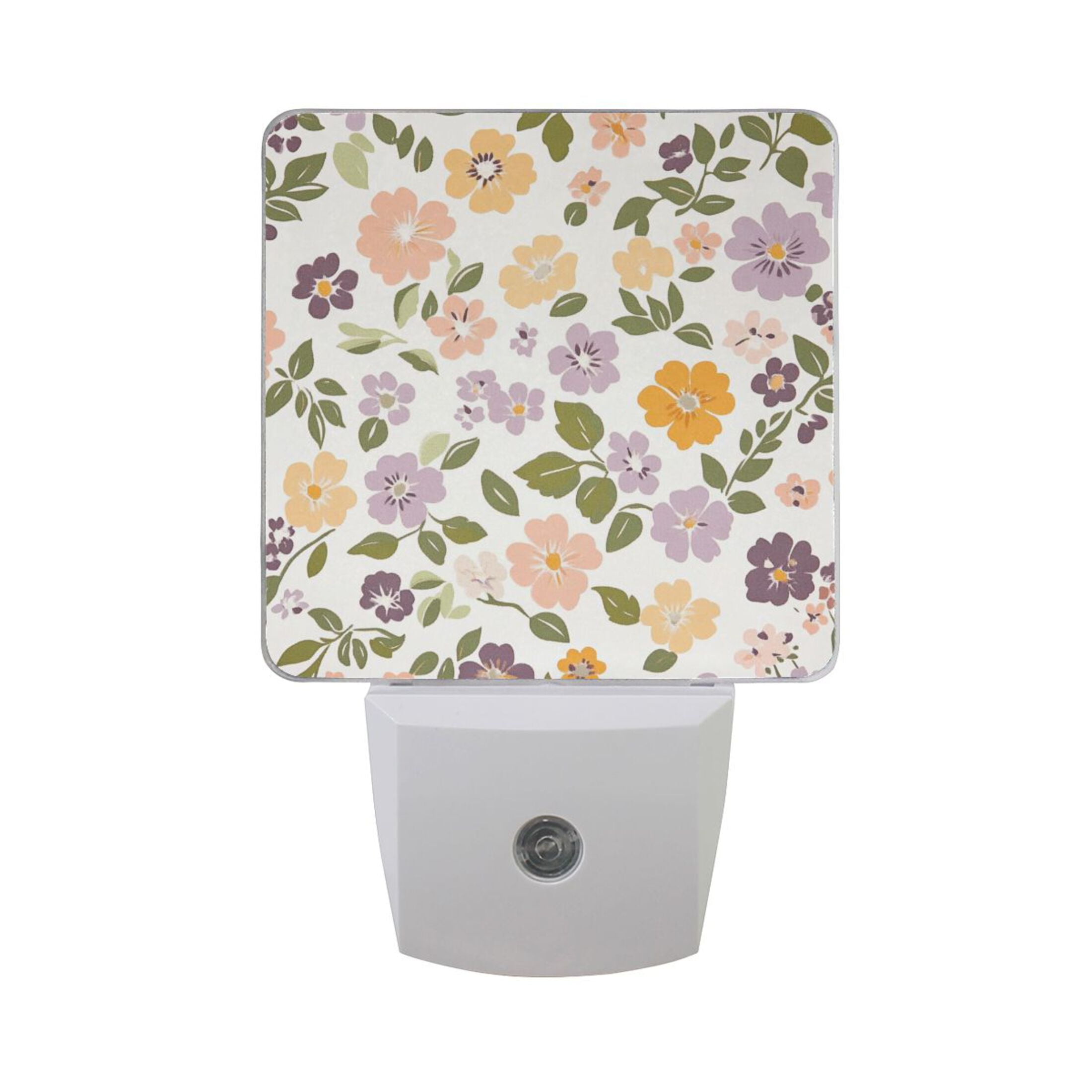 Purple Orange Flowers Leaves Pastel Color LED Night Light with Smart ...