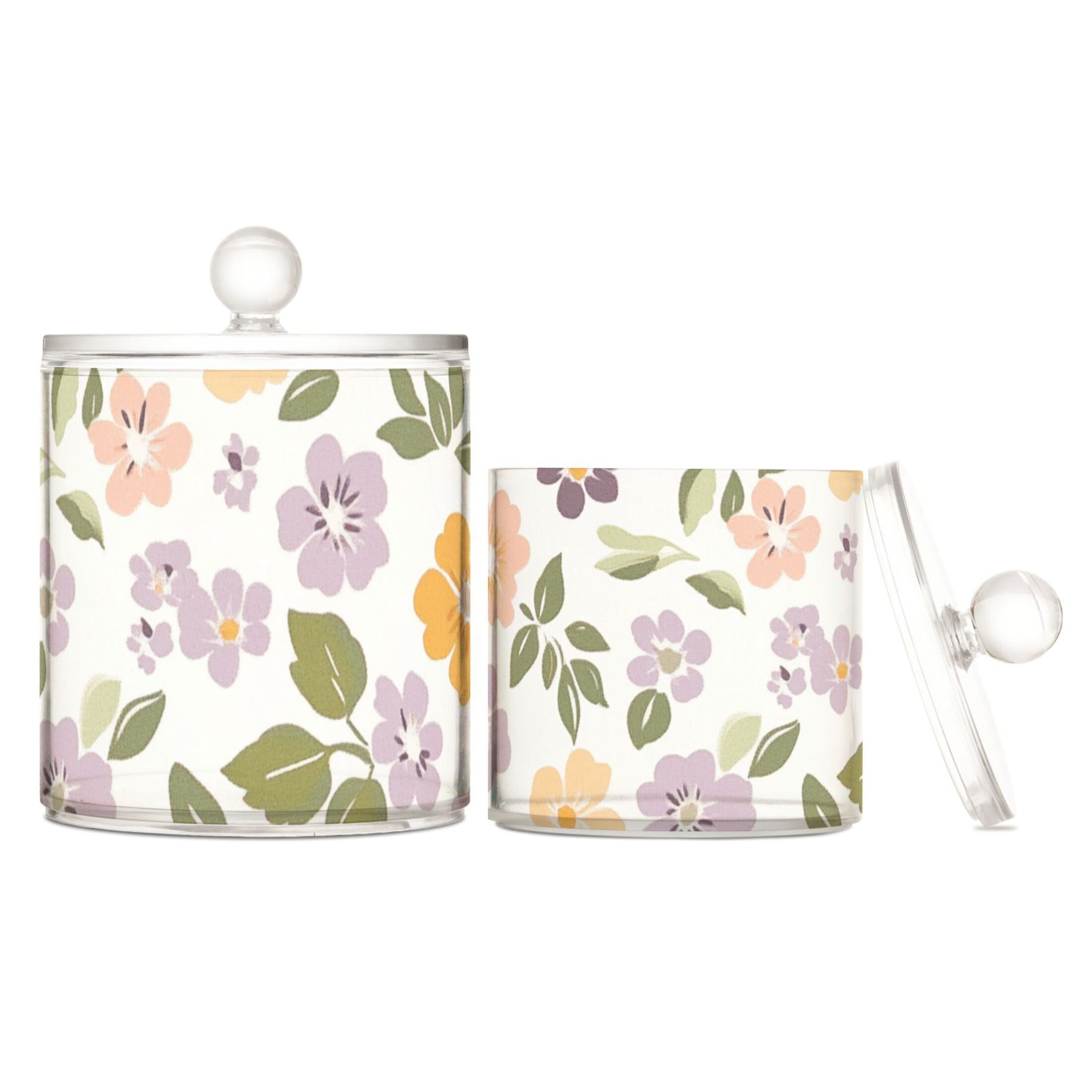 Purple Orange Flowers Leaves Pastel Color Translucent Plastic Cans ...