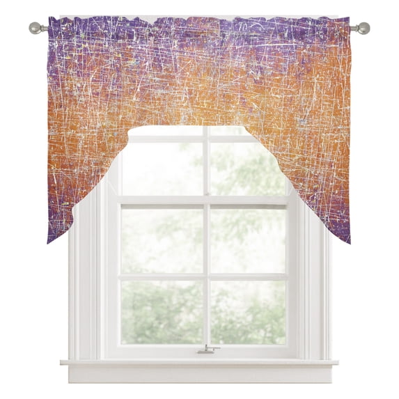 Purple Orange Geometric Kitchen Curtains Swag Valance for Windows ...