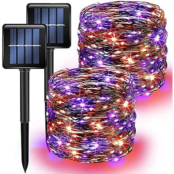 Purple and Orange Solar Halloween Lights Outdoor, Total 80 FT 240 LED ...