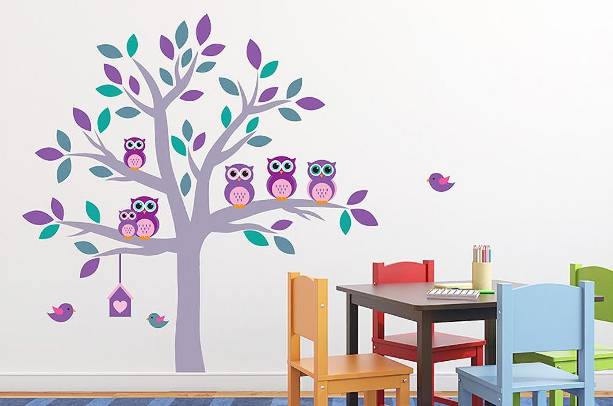 Purple Owl Tree Wall Decal Sticker Sticker Set by Wallmonkeys Vinyl ...