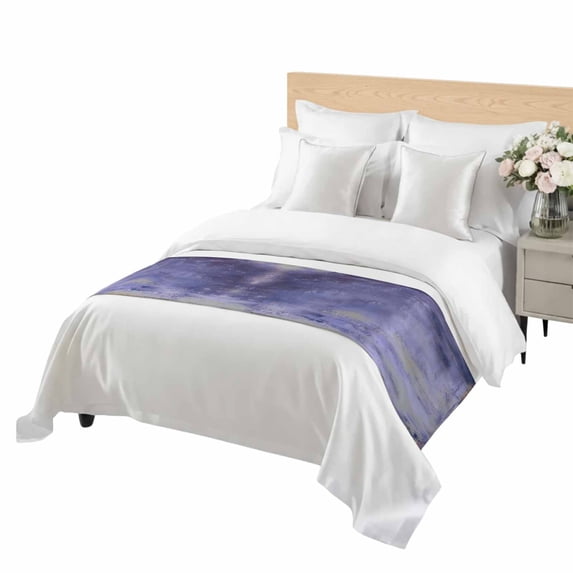 Purple Paint Bed Runner Queen Size Abstract Retro Purple Grey Paint ...