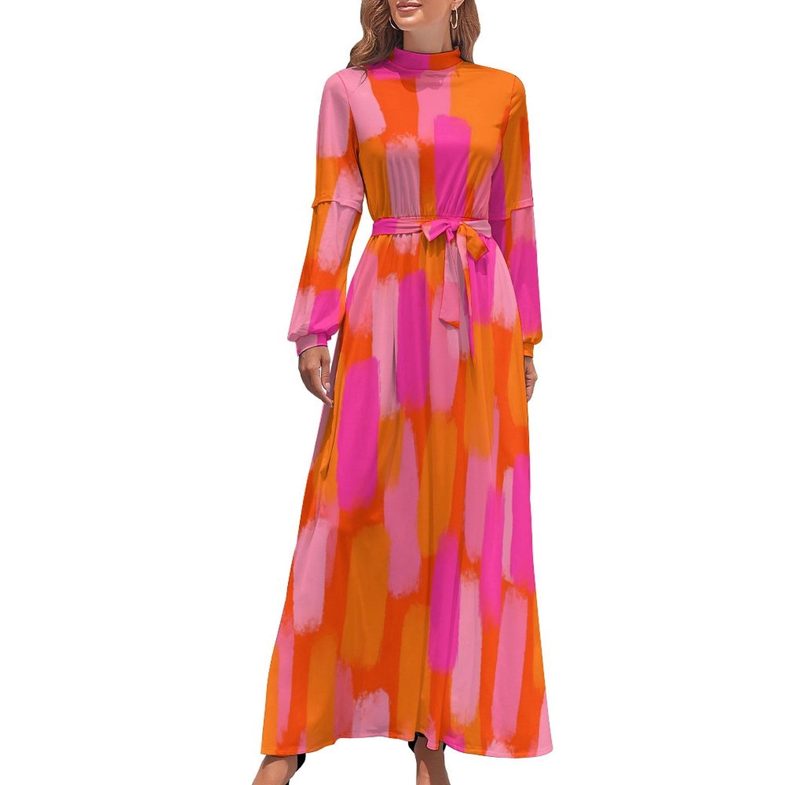 Purple Paint Brush Dress Abstract Art Maxi Dress Street Wear Beach Long ...