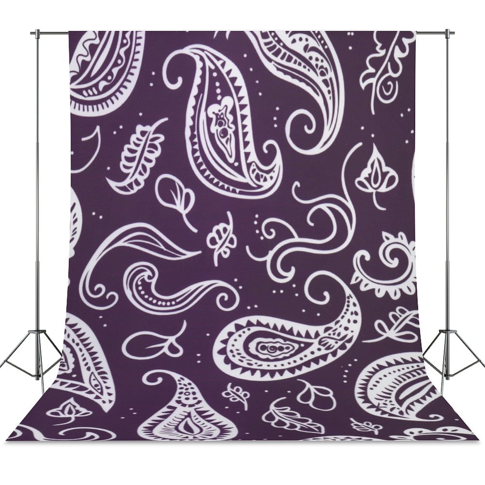 Purple Paisley Pattern White Design Elegant Textile Backdrops for ...