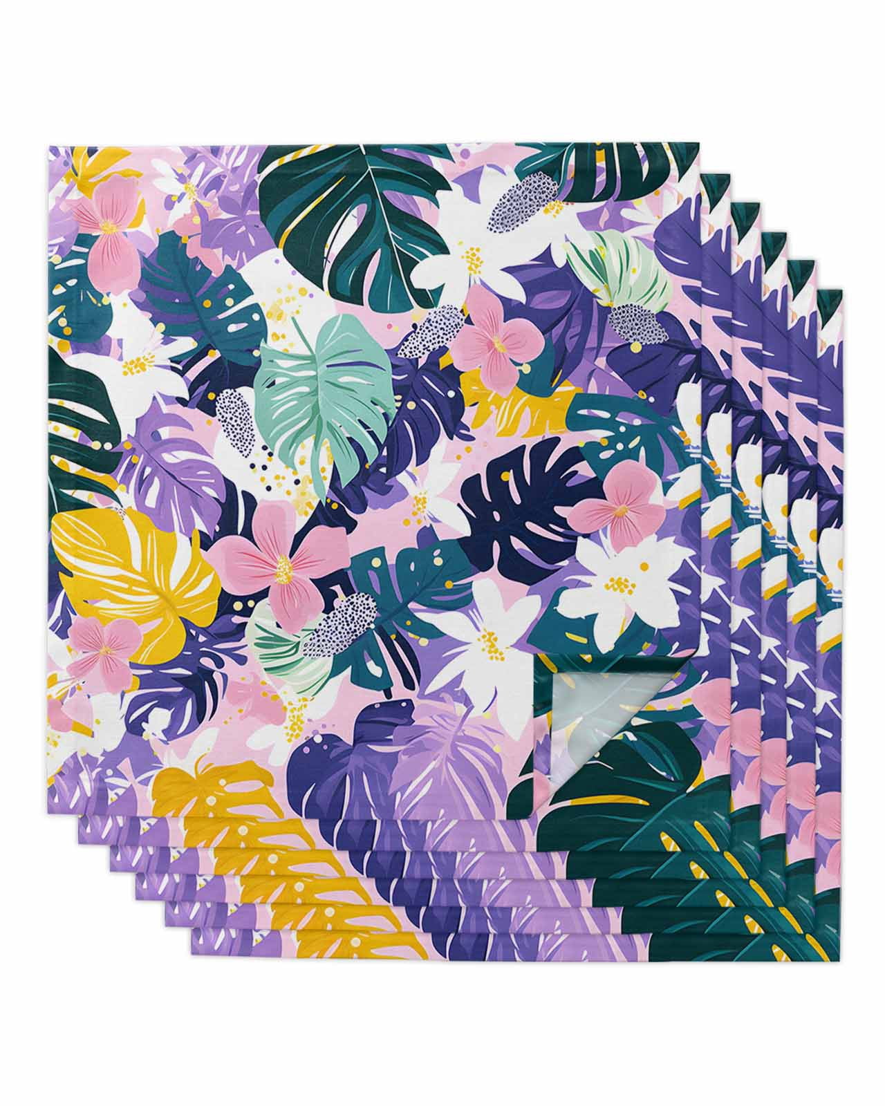 Purple Palm Leaf Cloth Napkins Set of 6 Reusable Dinner Napkins ...
