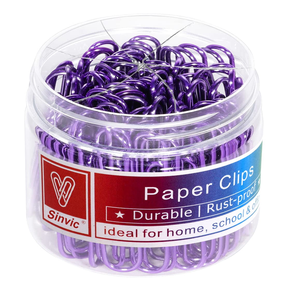 Sinvic Assorted Size Paper Clips, Rust-Proof, Purple, 400 Piece Pack ...