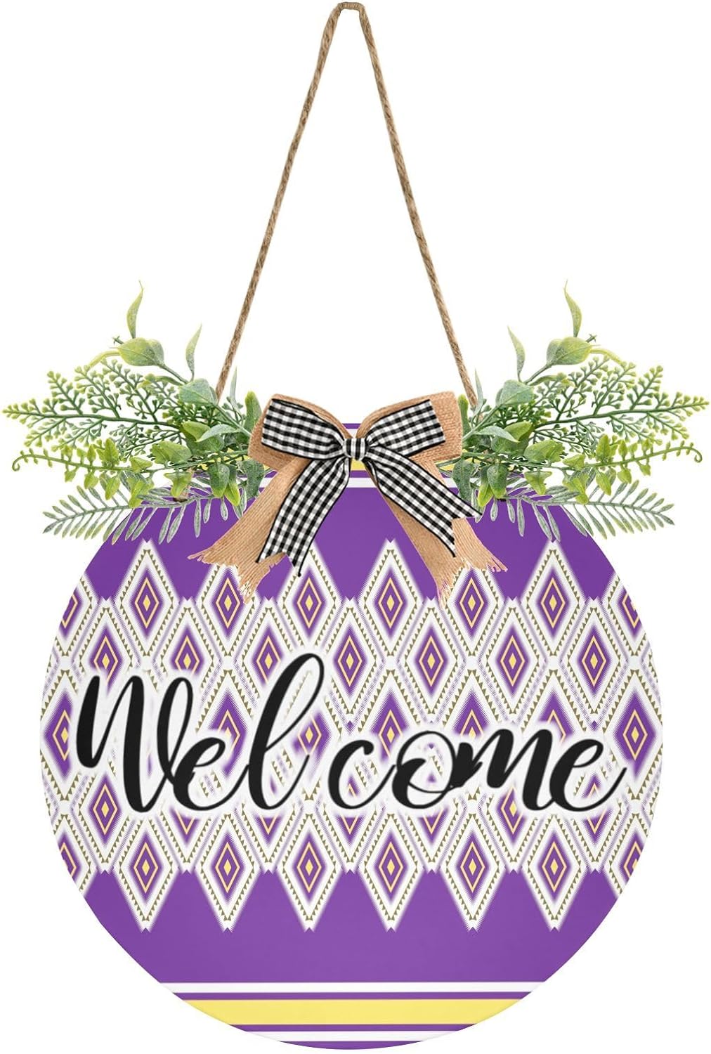 Purple Pastel Boho Front Door Round, Hanging Welcome Sign, Front Door ...