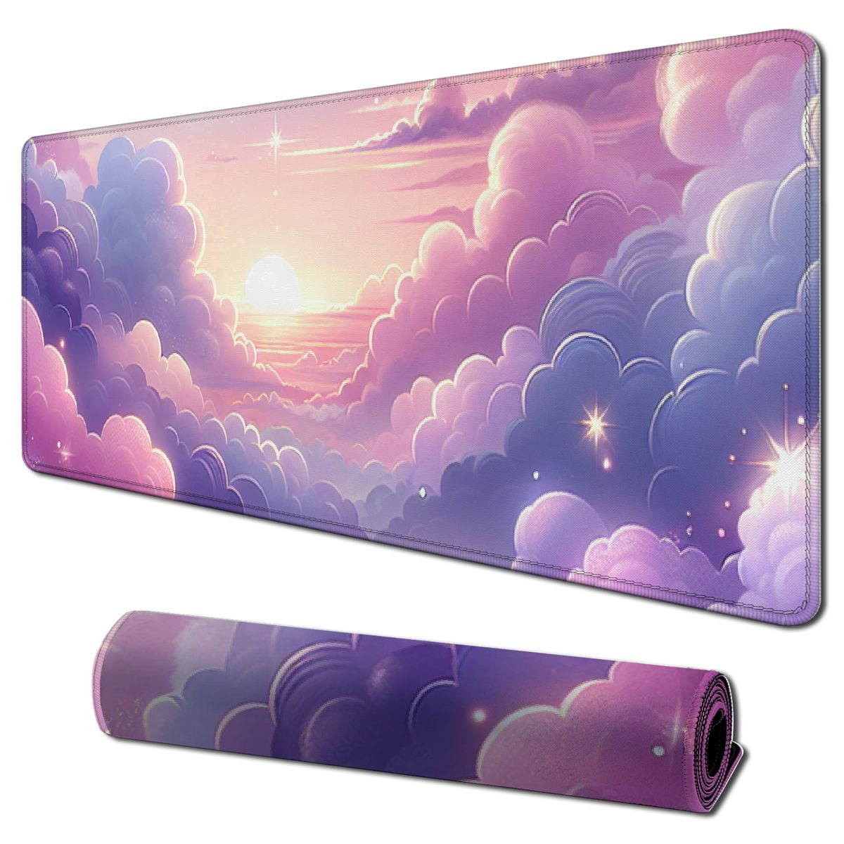 Purple Pastel Clouds Mouse Pad XL Large Gaming Mouse Pad Long Desk Pad ...