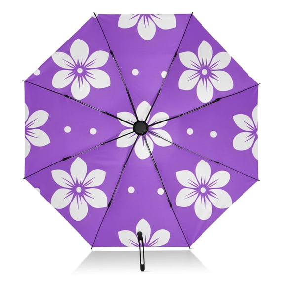 Purple Pattern Umbrella Folding Sun Umbrella Travel Auto Open Close ...