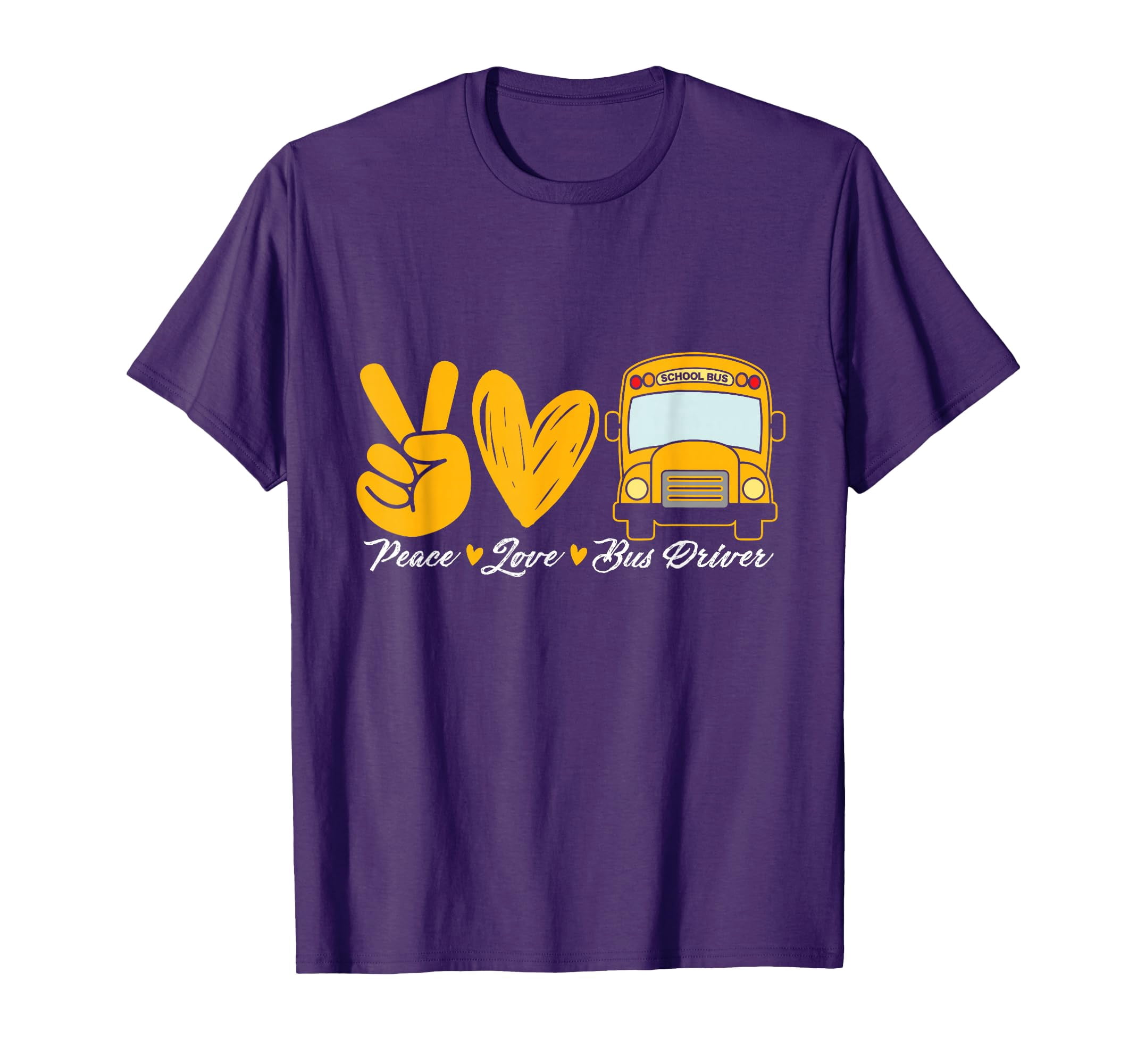 Purple Peace Love Bus Driver T-Shirt for School Bus Drivers and ...