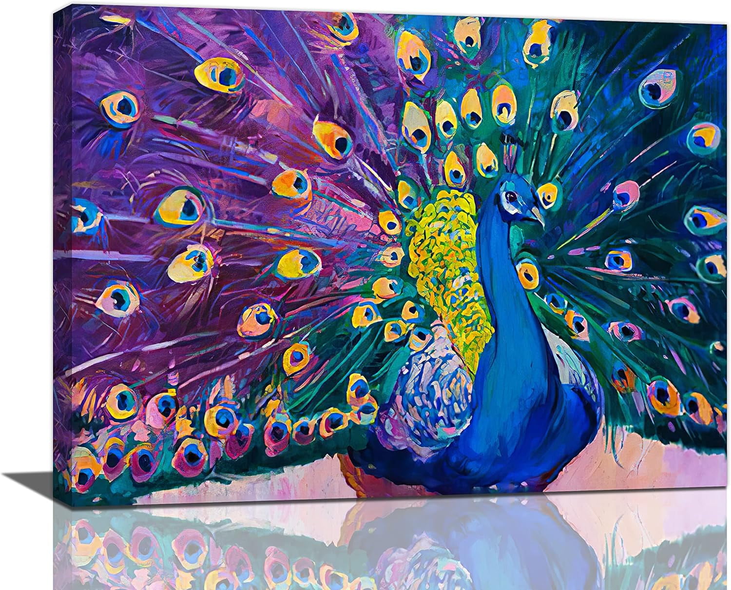 Purple Peacock Canvas Wall Art Proud Peacock Pictures Wall Decor ...
