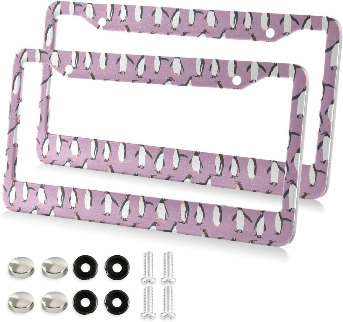 Purple Penguin License Plate Frame, Decorative Aluminum Car Tag Frames ...