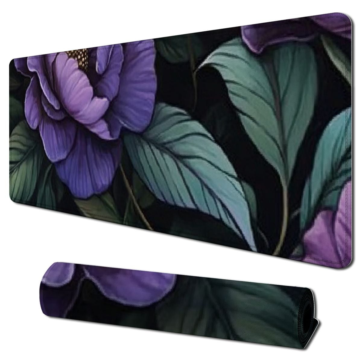 Purple Peony Floral Desk Mat Rubber Large Mousepad Non-Slip Desk Pad ...