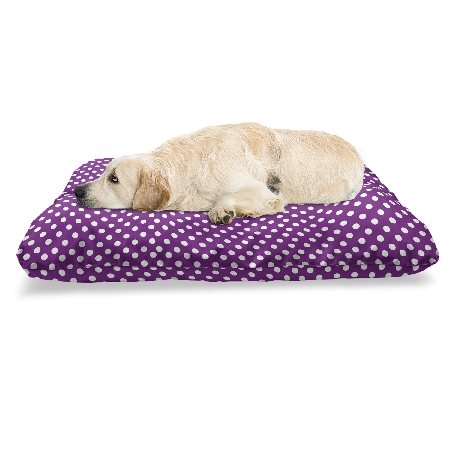Purple Pet Bed, White Polka Dots Continuous Pattern on Vivid Purple ...