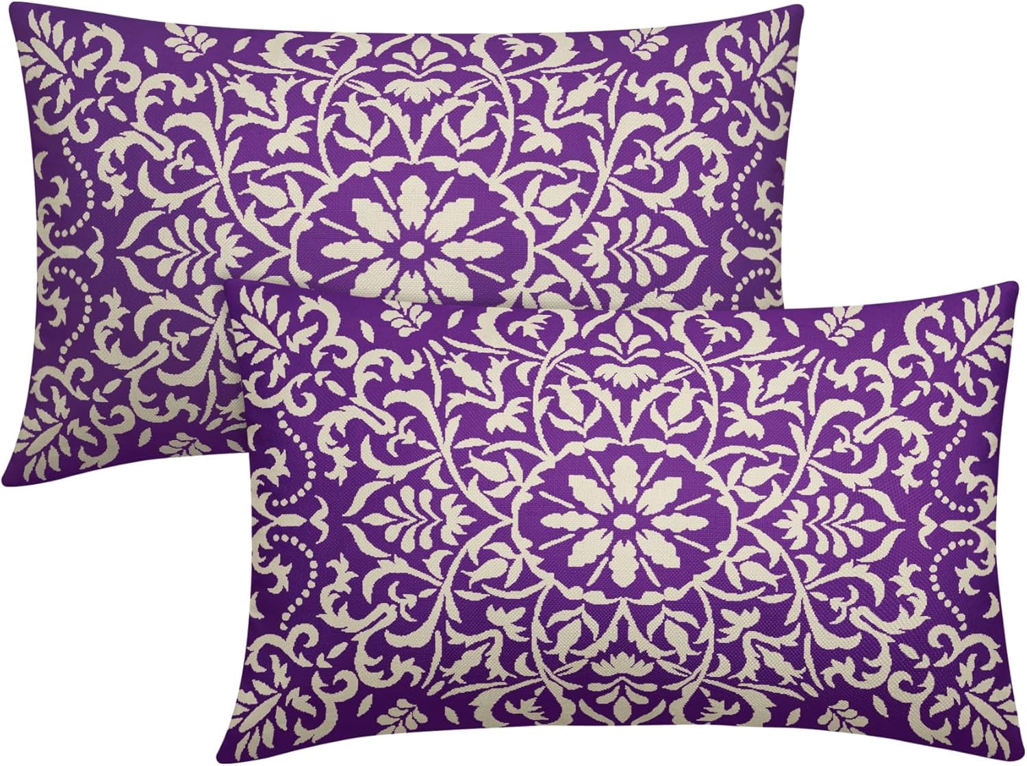 Purple Pillow Covers 12x20 Set of 2 Purple Cream Bohemian Ethnic Carpet ...