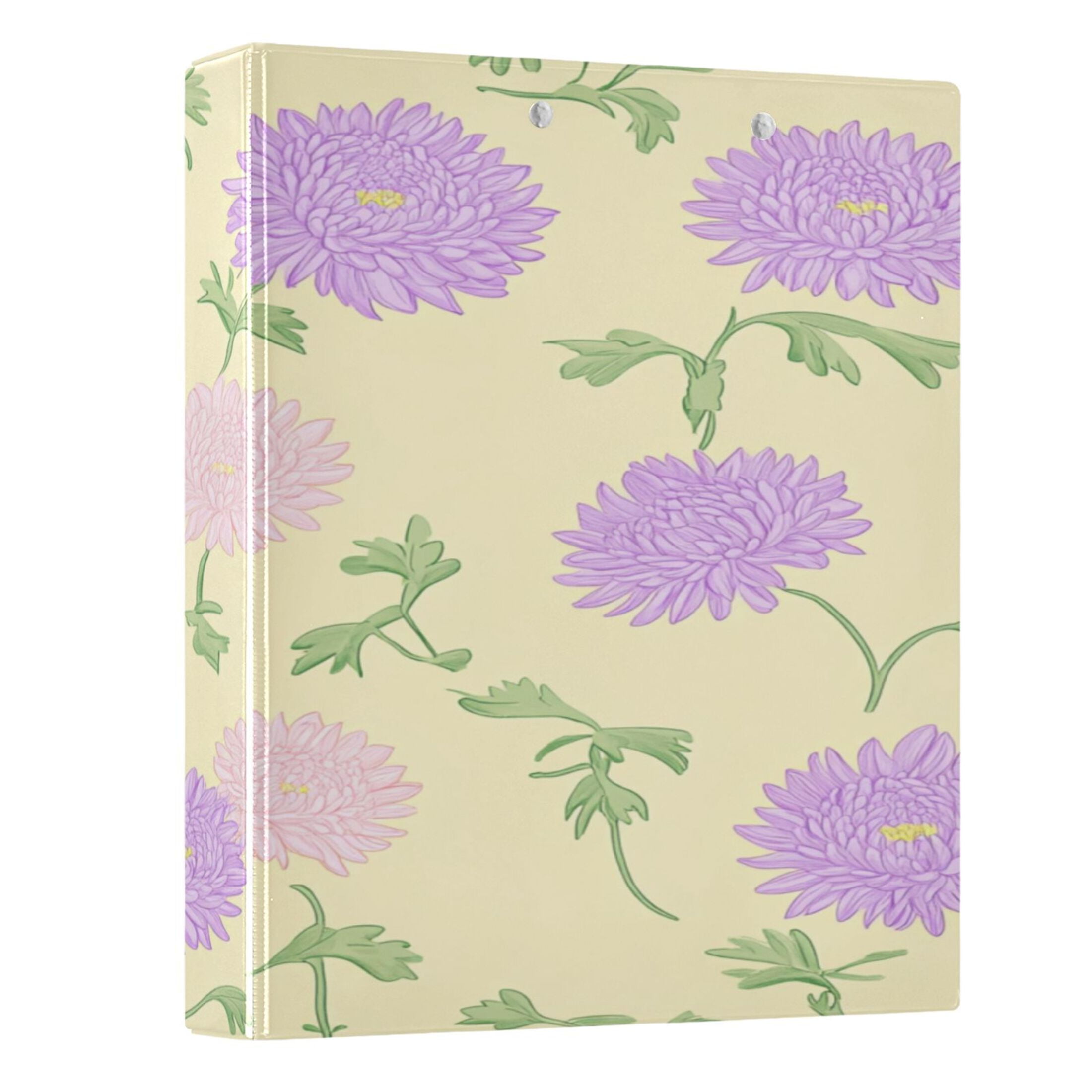 Purple and Pink Chrysanthemum Pattern 3 Ring Hardcover Binders 1.5in ...