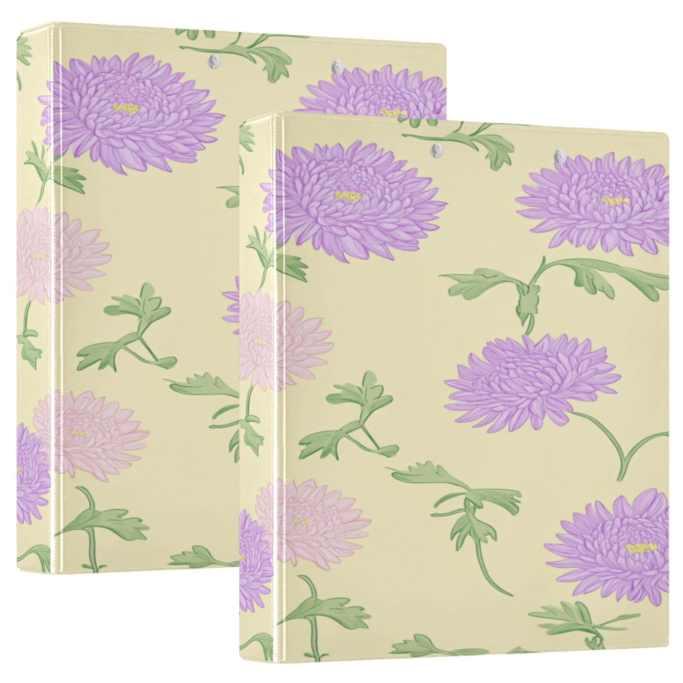 Purple and Pink Chrysanthemum Pattern 3 Ring Hardcover Binders 1.5in ...