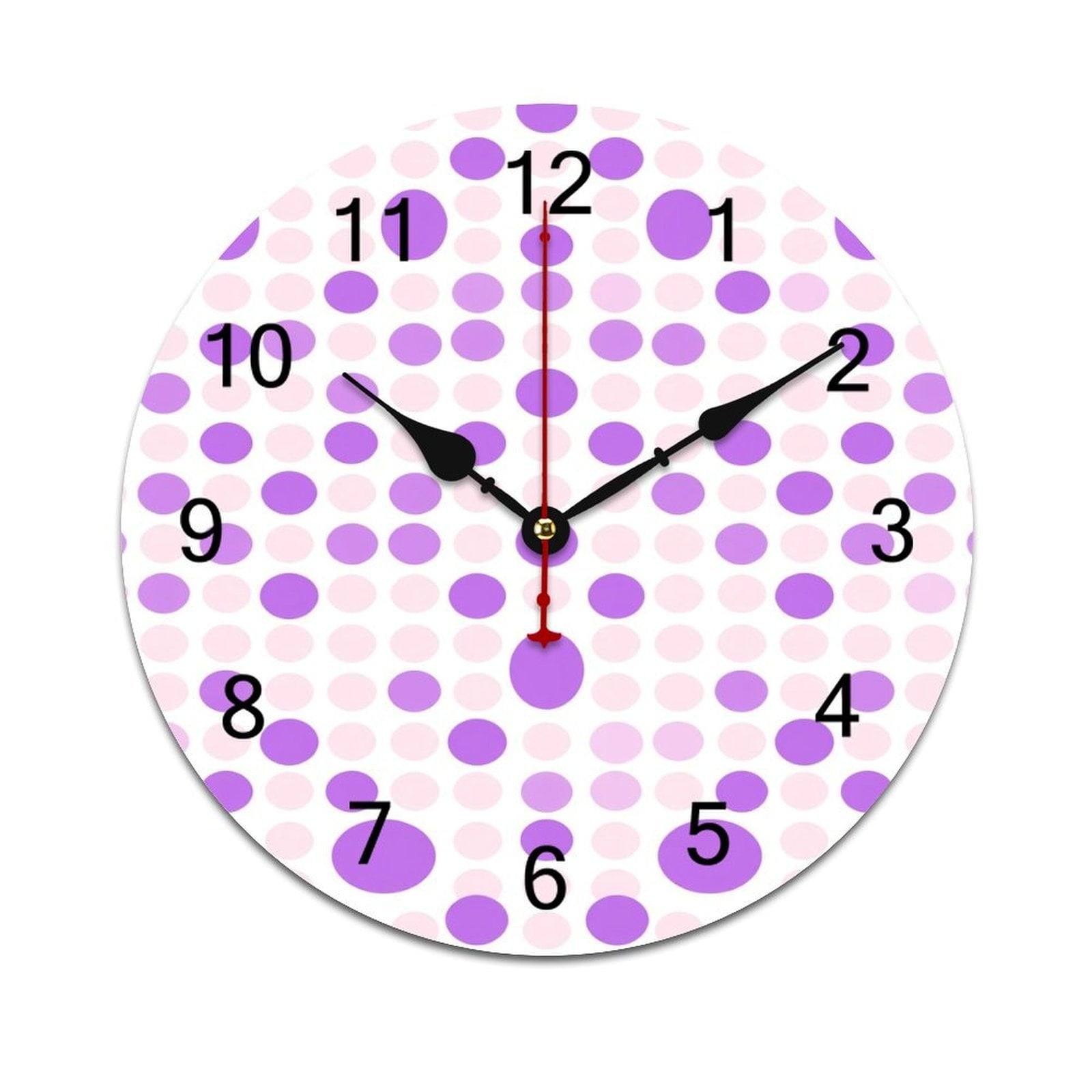 Purple Pink Circle Pattern Silent Wall Clock Movement Battery Clock ...